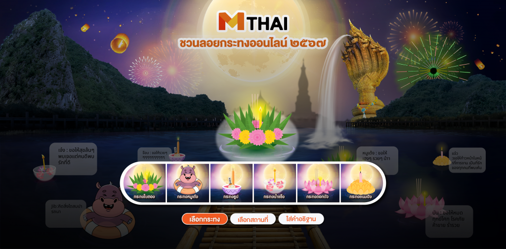 วิธี ลอยกระทงออนไลน์ 2567 บนเว็บไซต์ MTHAI ลอยกระทงรักษ์โลก