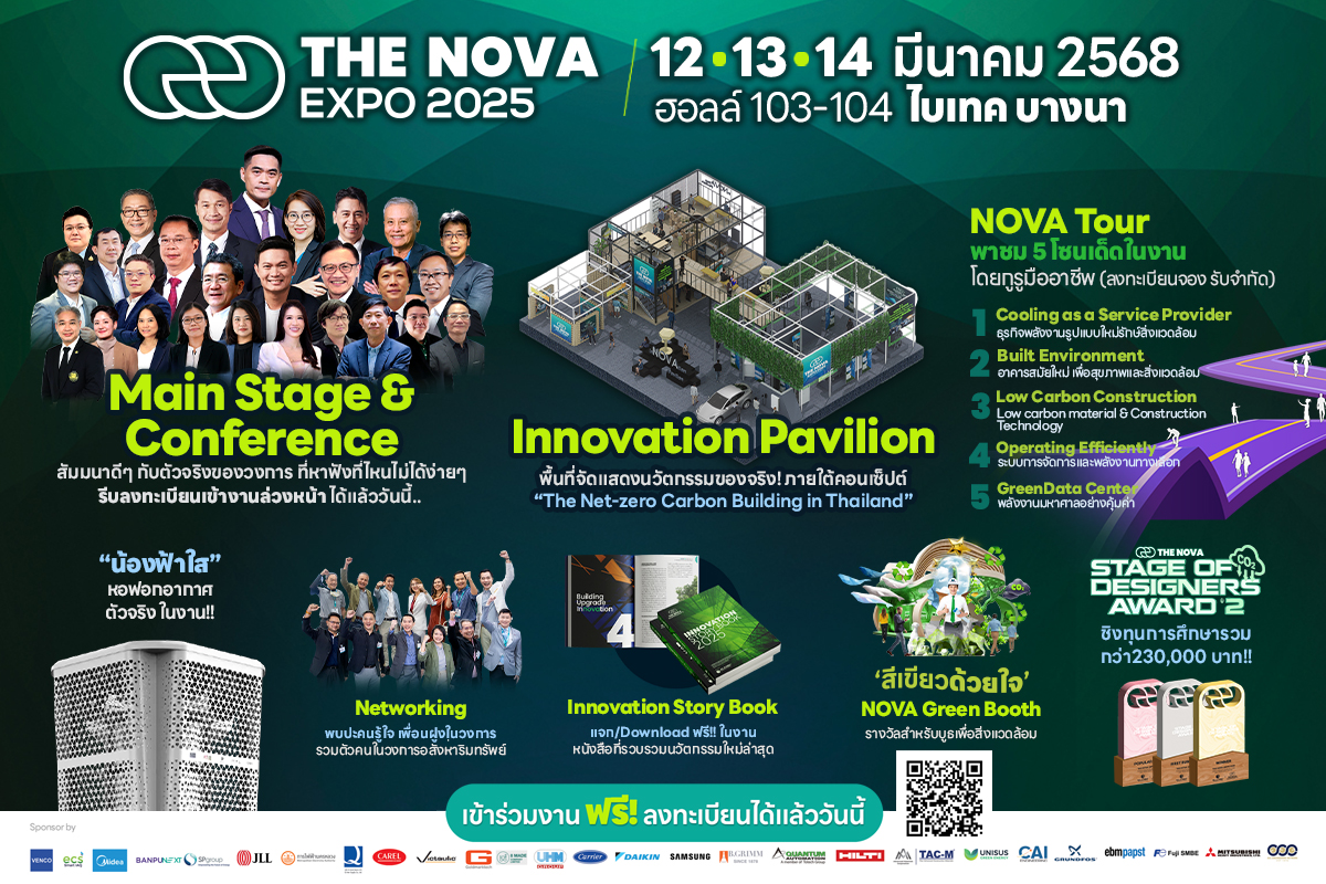 The NOVA Expo 2025 พร้อมเปิดเวทีนวัตกรรมสีเขียว ชูแนวคิด รักษ์โลก-ยั่งยืน
